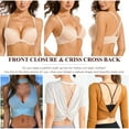 Yandw Front Closure Push Up Bra Strappy Thick Padded Cross Back Add 2 Cup Plunge Seamless