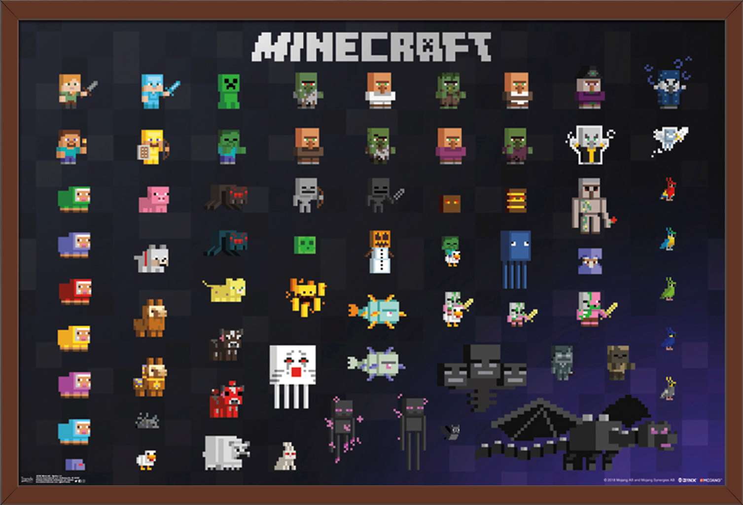 Minecraft - Sprites 2.0 Wall Poster, 22.375" x 34", Framed - Walmart.com