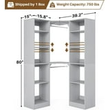 Homieasy Corner Closet System with 12 Shelves, 40" Large Corner Closet ...