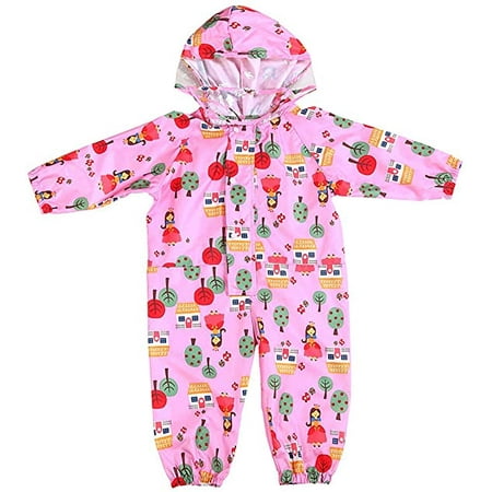 Toddler Rain Suit with Hood Waterproof Coverall Kids Baby One Piece Rainsuit Outdoors Rain Wear ...
