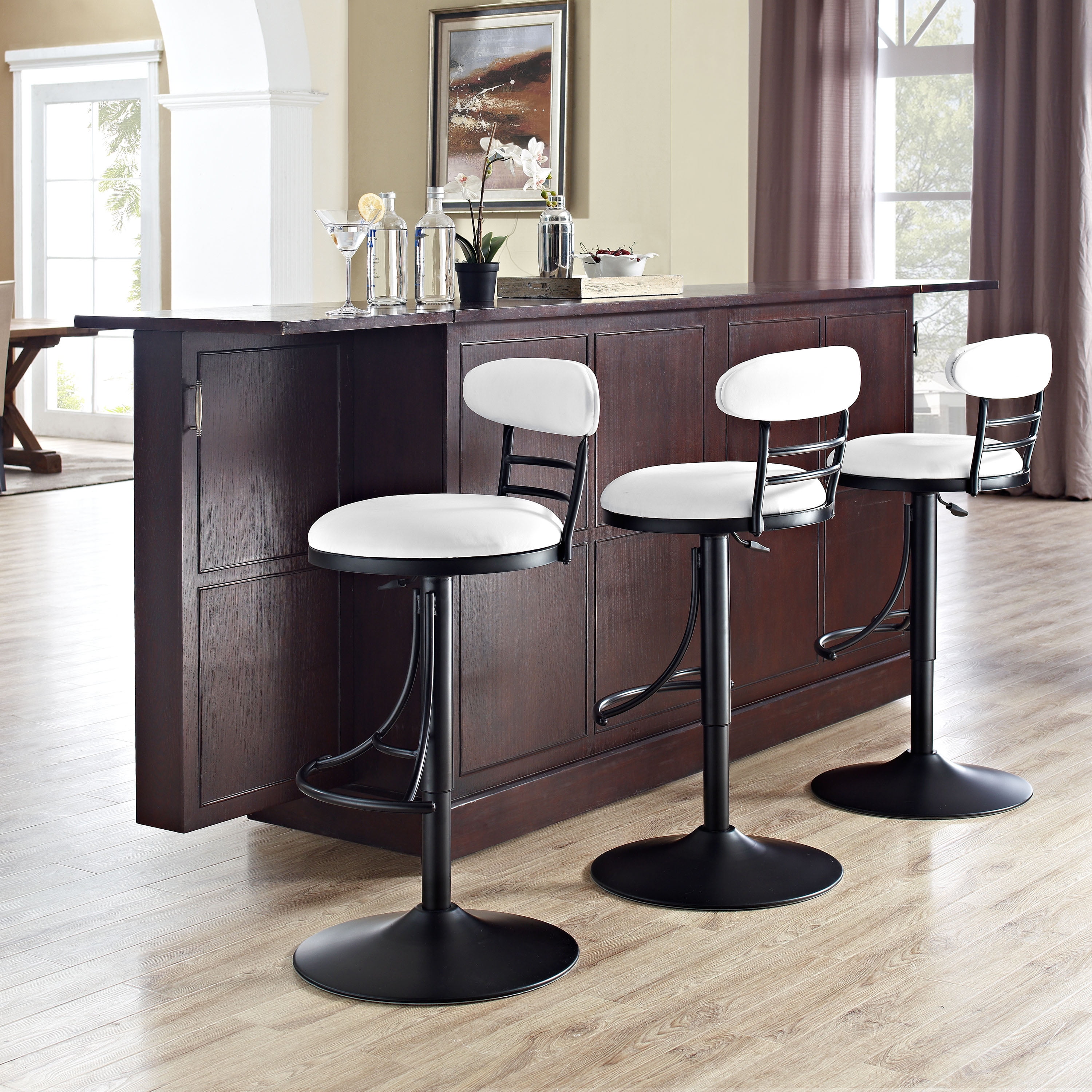 JASPER SWIVEL COUNTER STOOL IN BLACK WITH WHITE CUSHION - Walmart.com