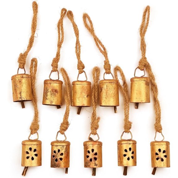 Vivanta 10-Pack Mini Gold Tin Bells – 2" Vintage Farmhouse Shabby Chic ...