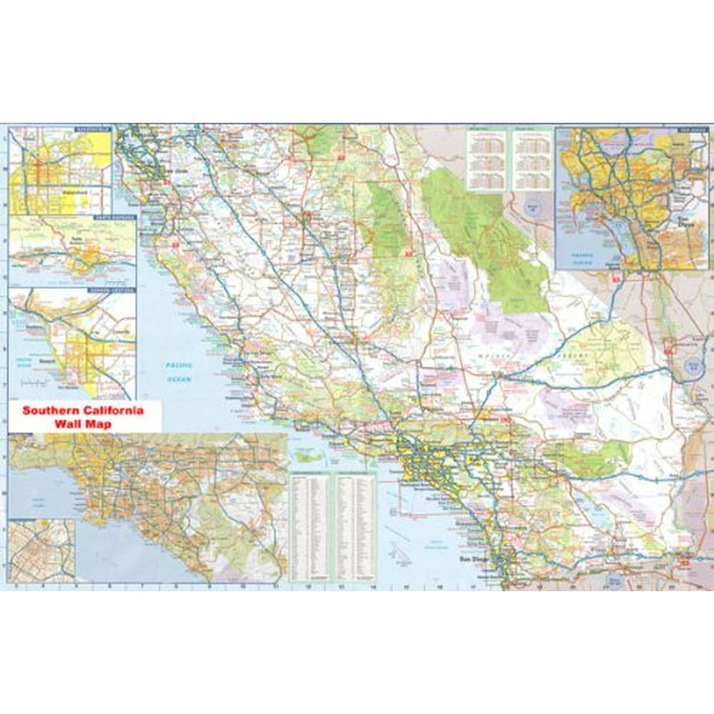 36x54 Southern California Official Executive Laminated Wall Map ...