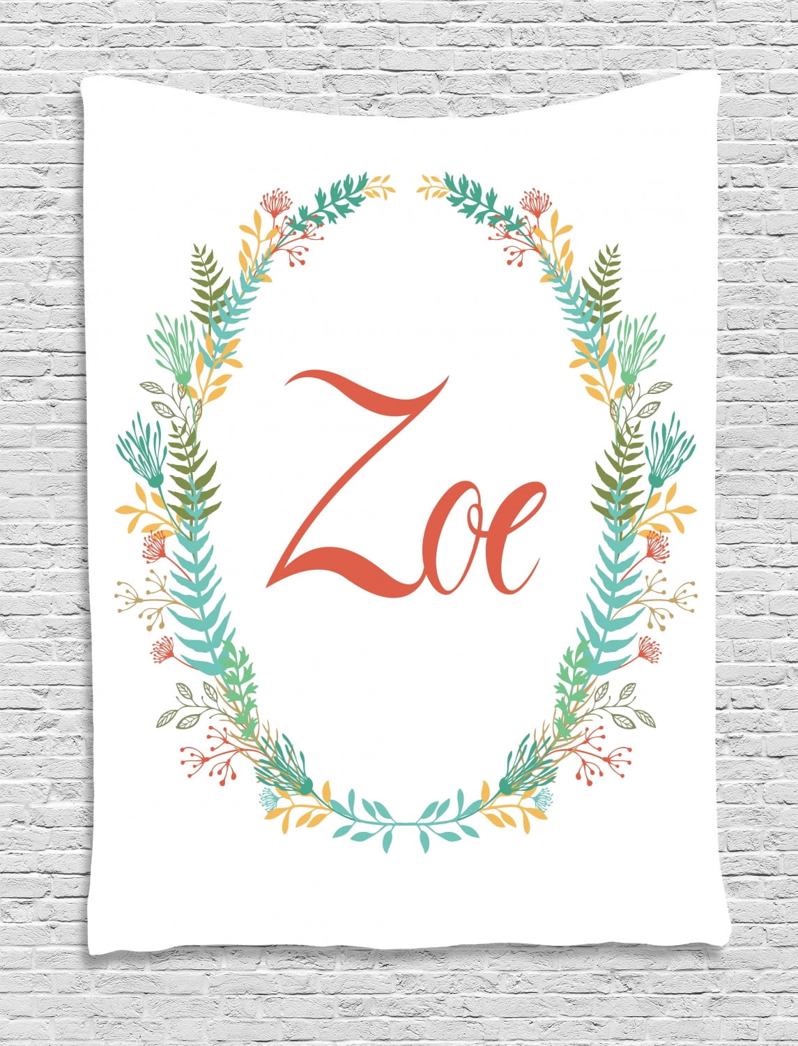 Zoe Tapestry, Blossoming Nature Design Foliage Leaves Silhouette Baby ...