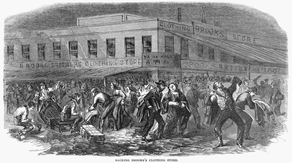 New York Draft Riots 1863 Nthe Mob Sacking Brooks Brothers Clothing