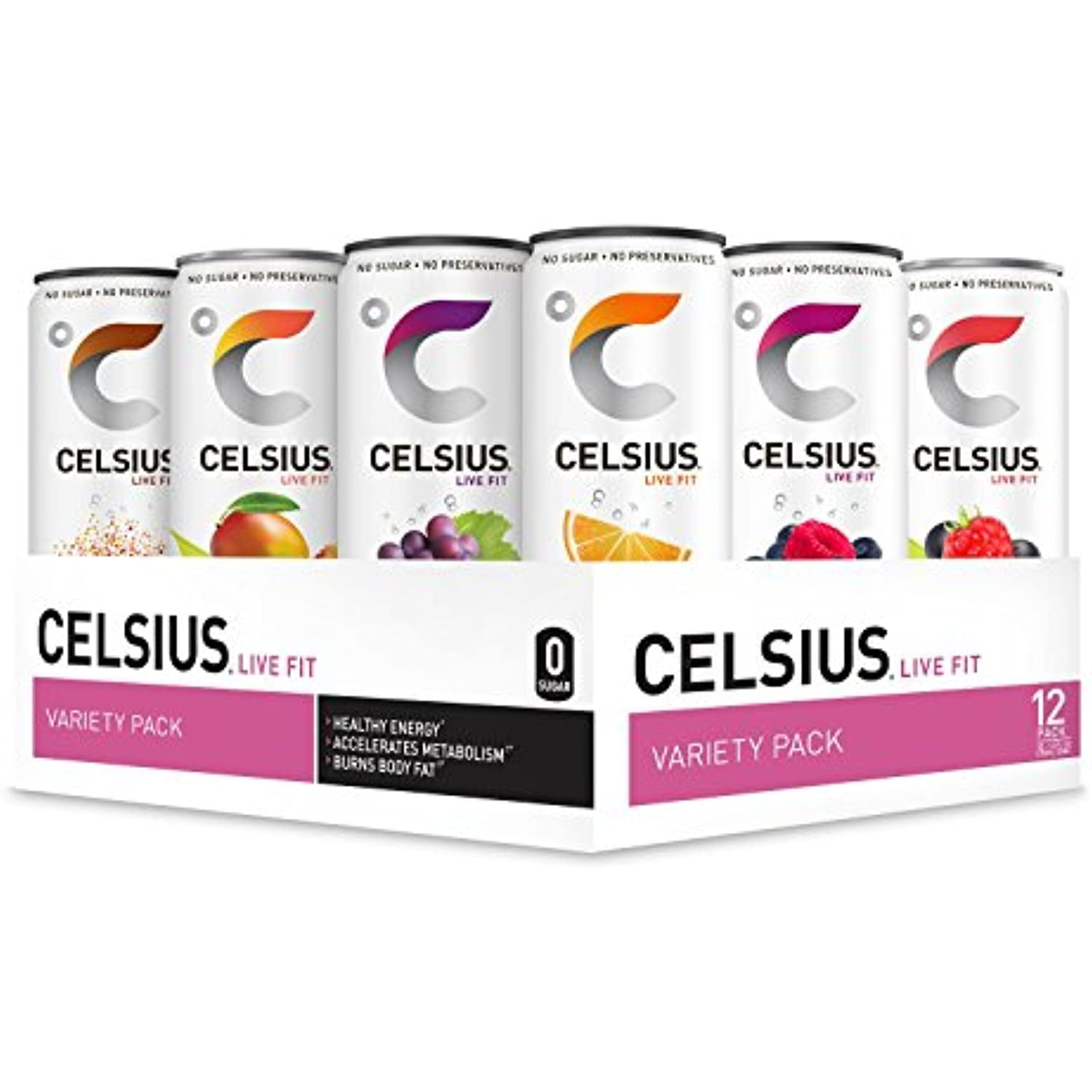 Celsius Essential Energy Drink, 12 Fl Oz, Official Variety Pack (Pack ...