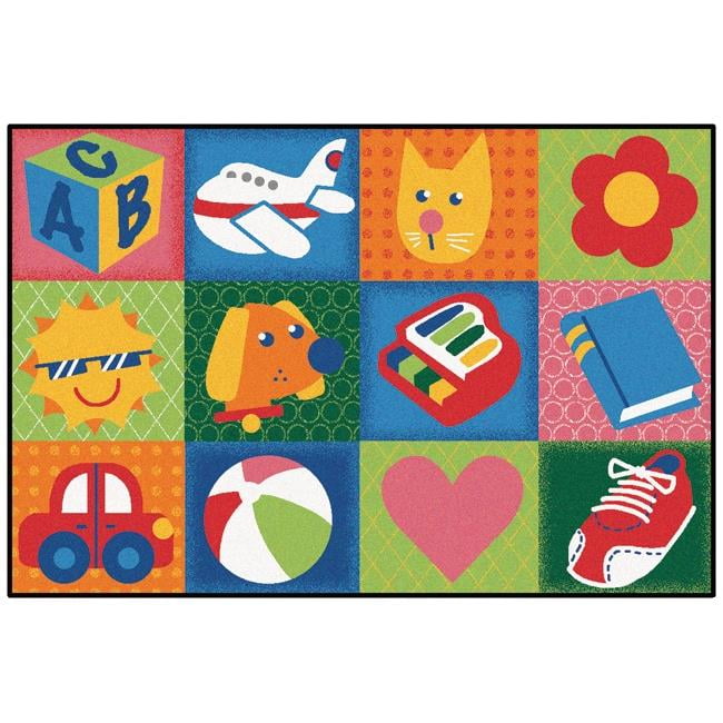 Carpets for Kids 36.25 Rectangle Toddler Fun Squares Rug - 3 x 4 ft. 6 ...