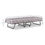 Linon Torino Folding Rollaway Guest Bed with 5" Innerspring Mattress ...