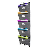 TRU RED Hanging Folder Black Plastic Wall File Organizer with 7 Pockets ...