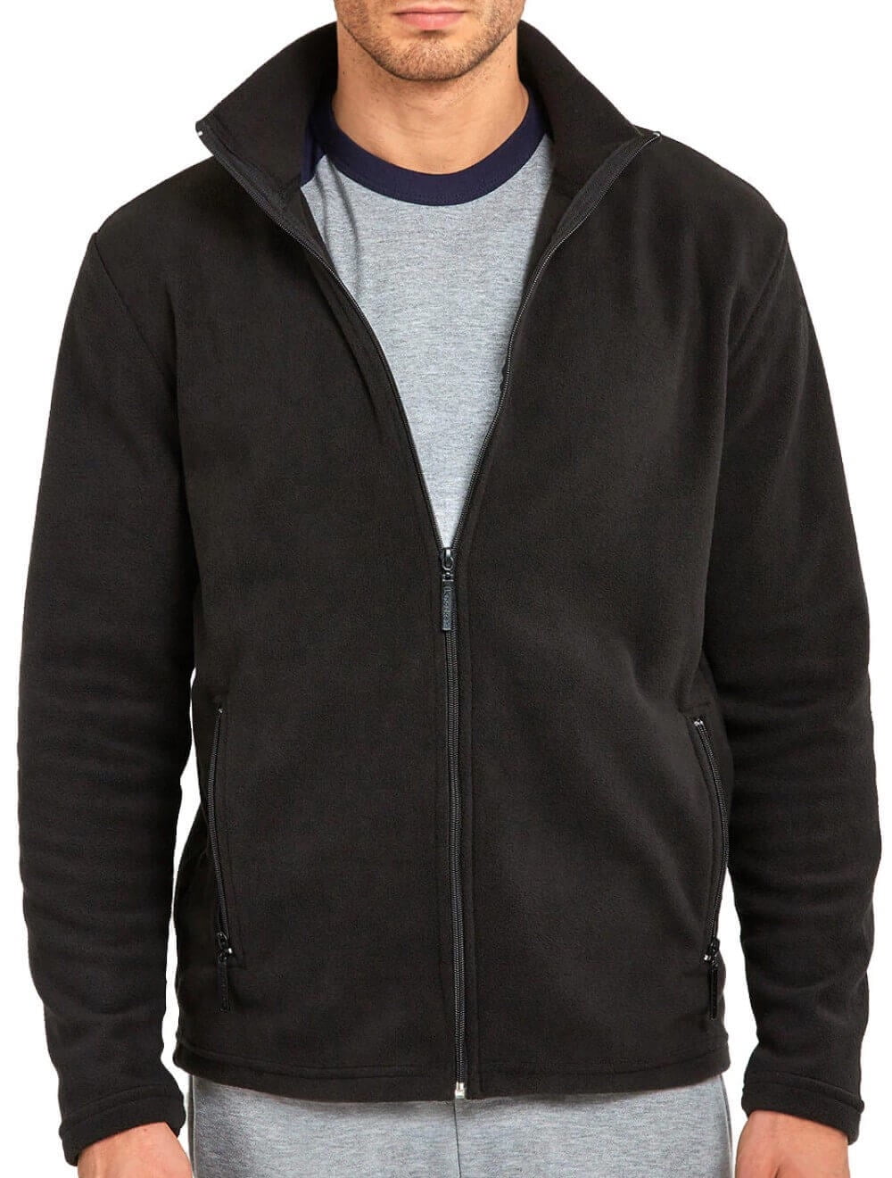 Men's Full-Zip Polar Fleece Jacket, Black 2XL, 1 Count, 1 Pack ...