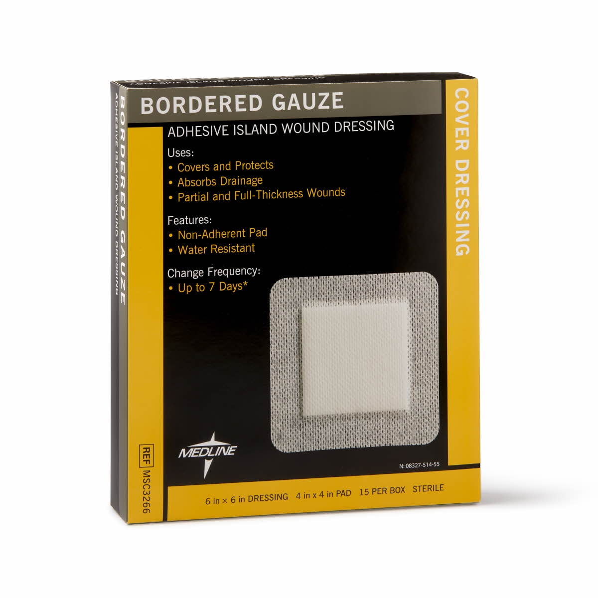 Medline Bordered Gauze, Adhesive Island Wound Dressing, Sterile, 6"x6 ...