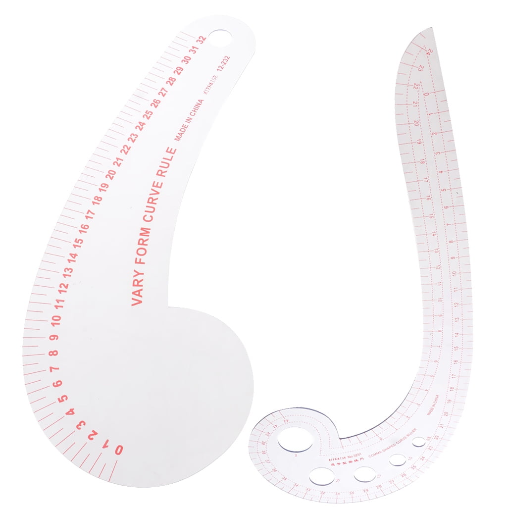2 Pieces Comma Shaped French Curve Ruler for Garment Pattern Dre Making ...