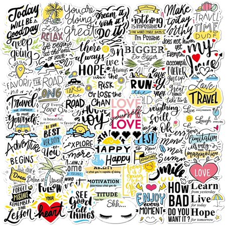 English Inspirational Text Stickers 50 Pcs Vinyl Waterproof English ...