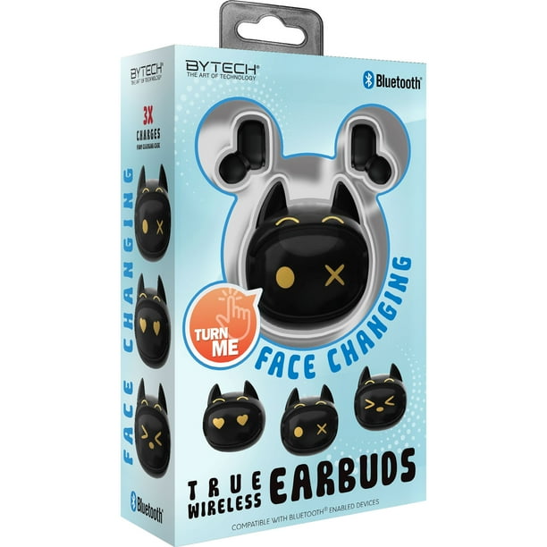Bytech Rotating Black Cat True Wireless Earbuds Face Changing - Walmart.com