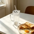 250ml Glass Water Cup with Handle and Lid Glass Straw Beverage Cup for ...