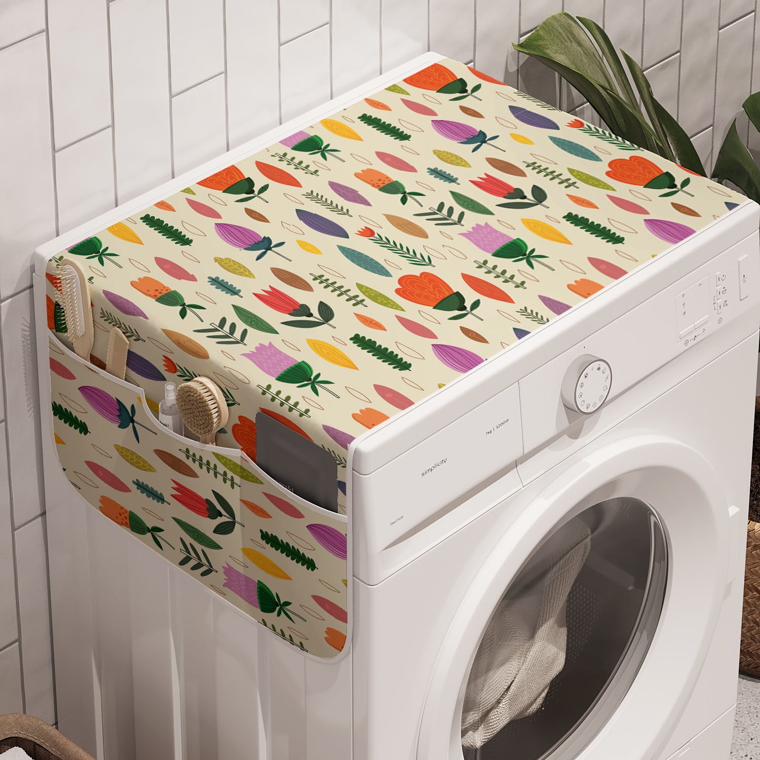 Spring Washing Machine Organizer, Seasonal Fun Pattern in Pastel Shades ...