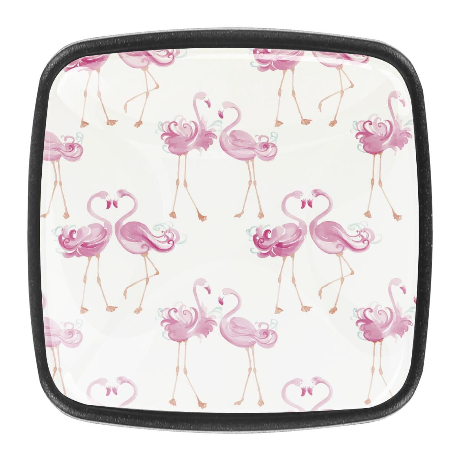 4 Pcs Square Cabinet Handle Cupboard Knob Drawer Pulls Handle Flamingo ...