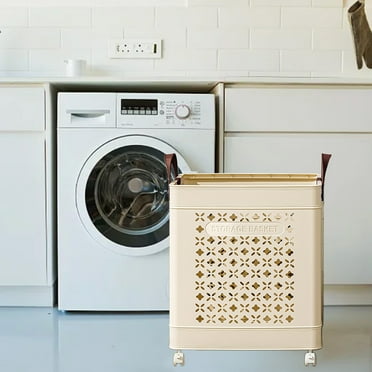 COSTYLE Collapsible Laundry Basket with Wheels and Handle, Plastic ...