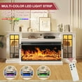 "Oneinmil 36"" White TV Stand with LED Lights & Fireplace, Suitable for ...