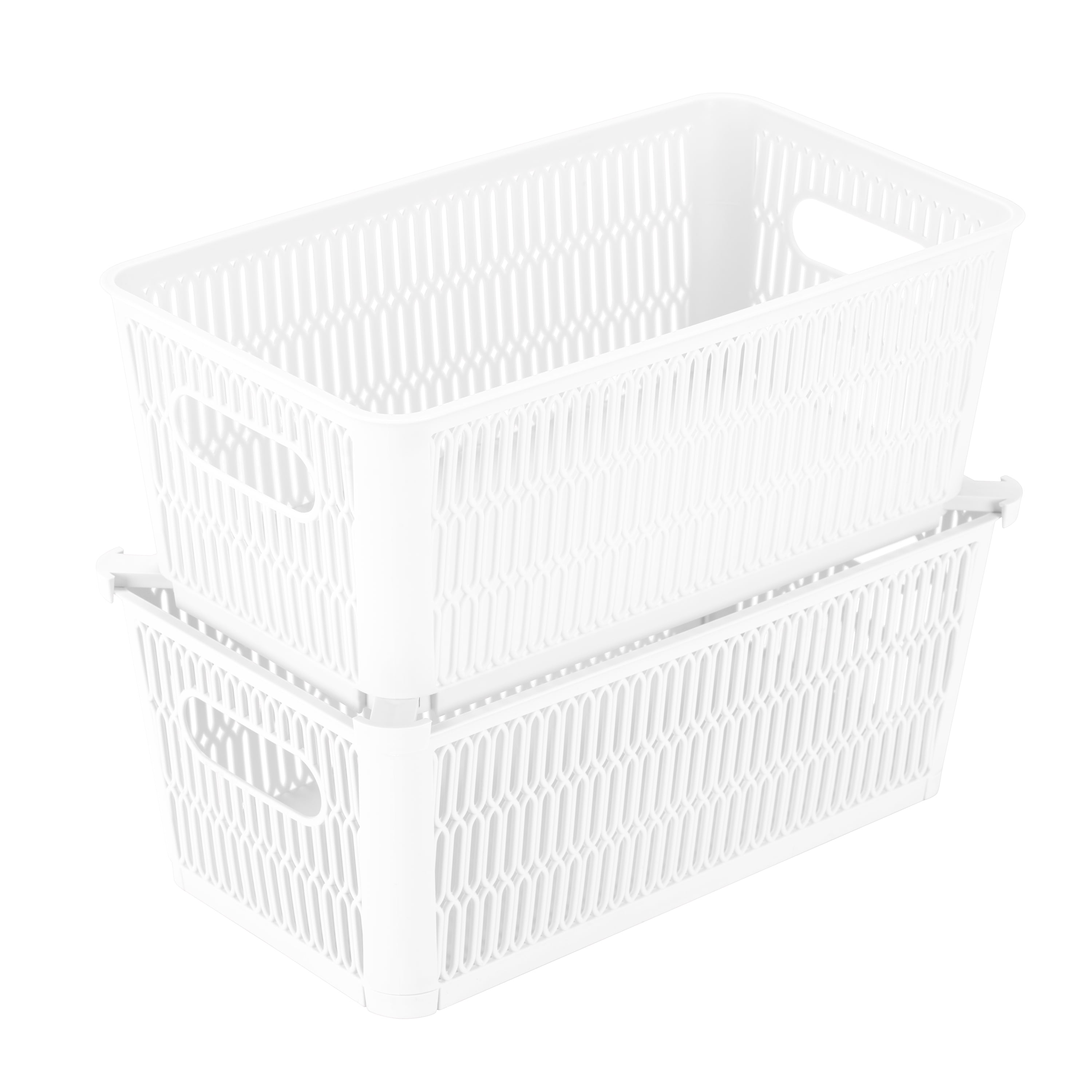 Simplify 2 Pack Slide 2 Stack It Plastic Storage Basket with Handles ...