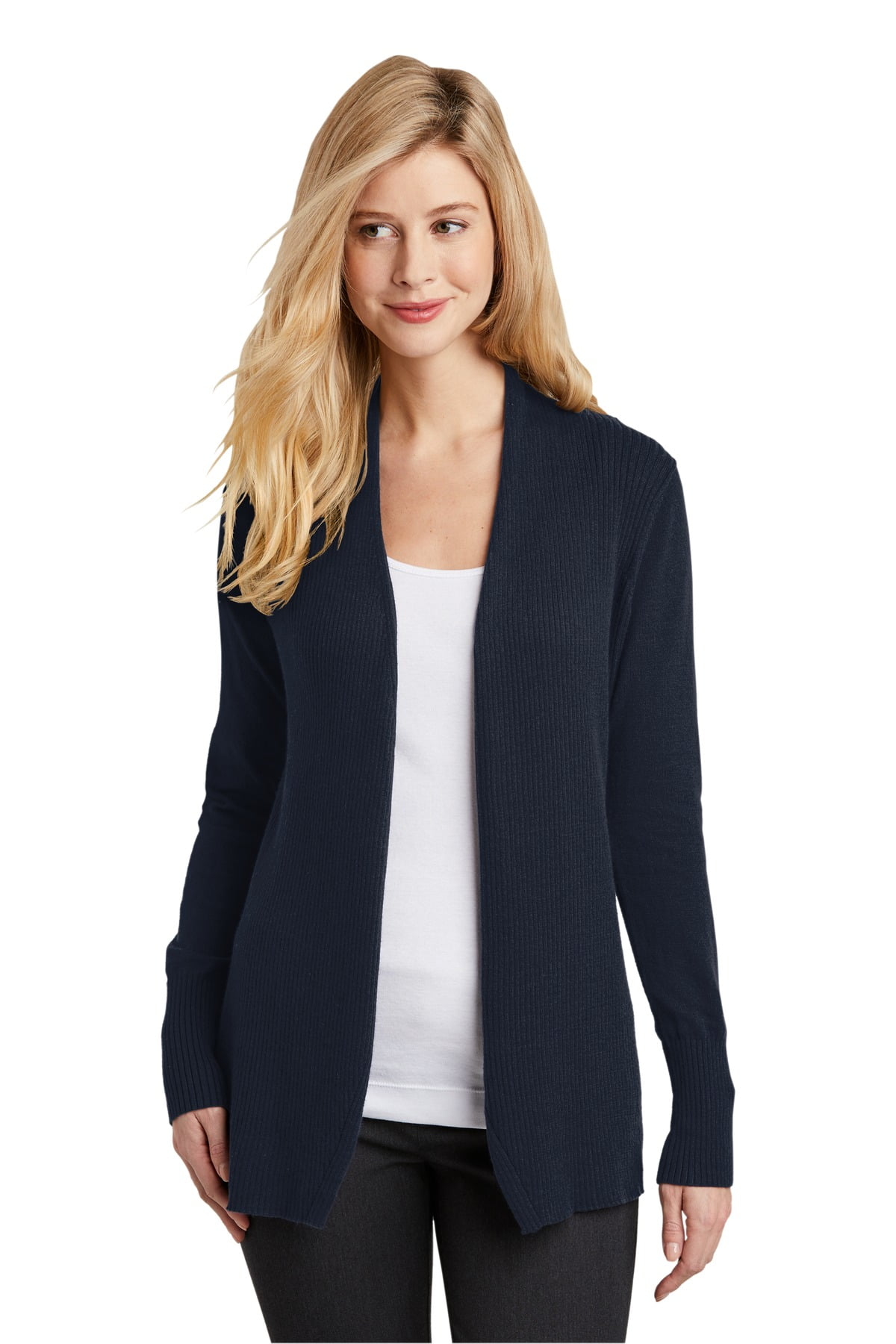 Port Authority Ladies Open Front Cardigan Sweater-M (Navy) - Walmart.com