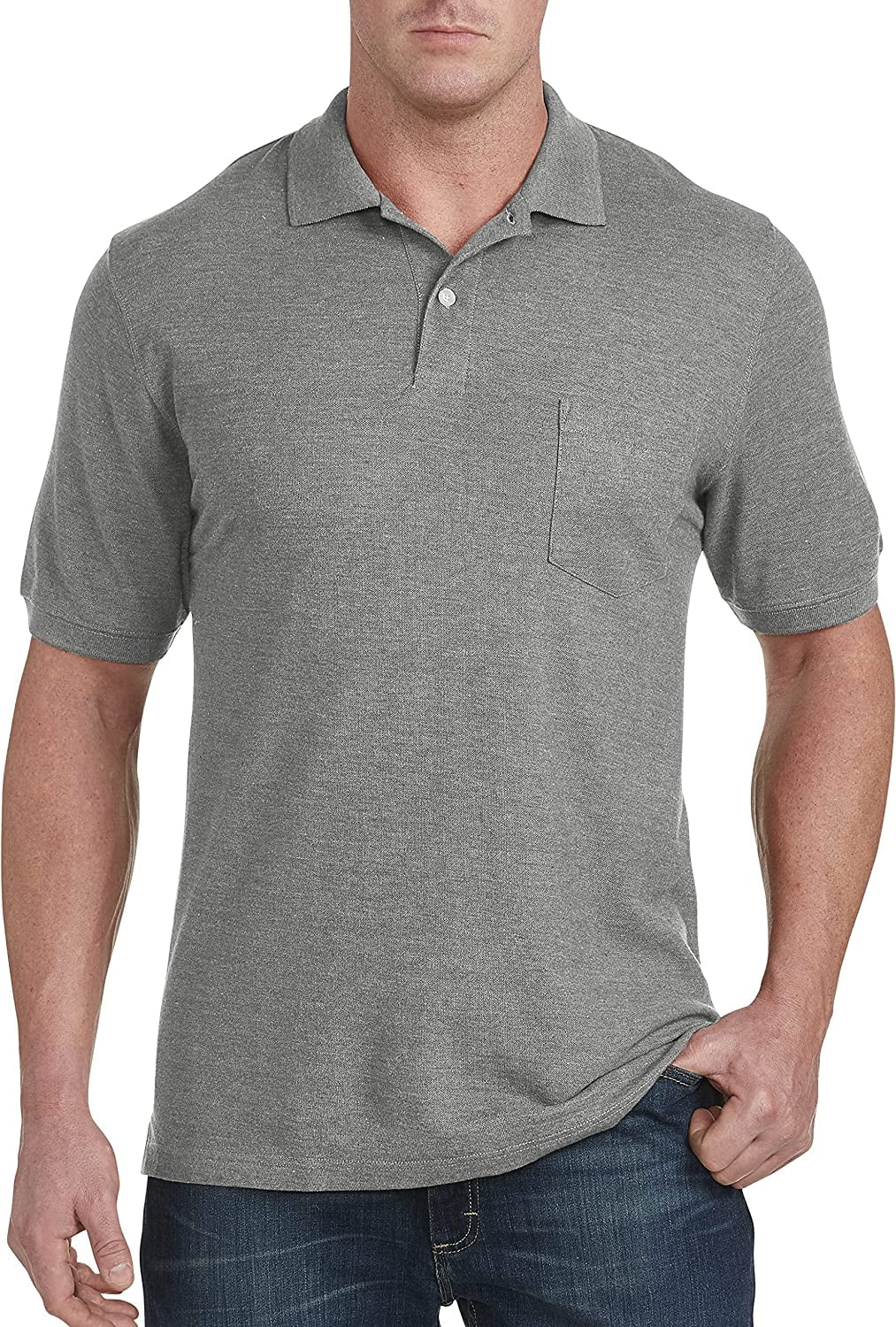 Harbor Bay by DXL Men's Big and Tall Pocket Piqué Polo Shirt, Smoked ...