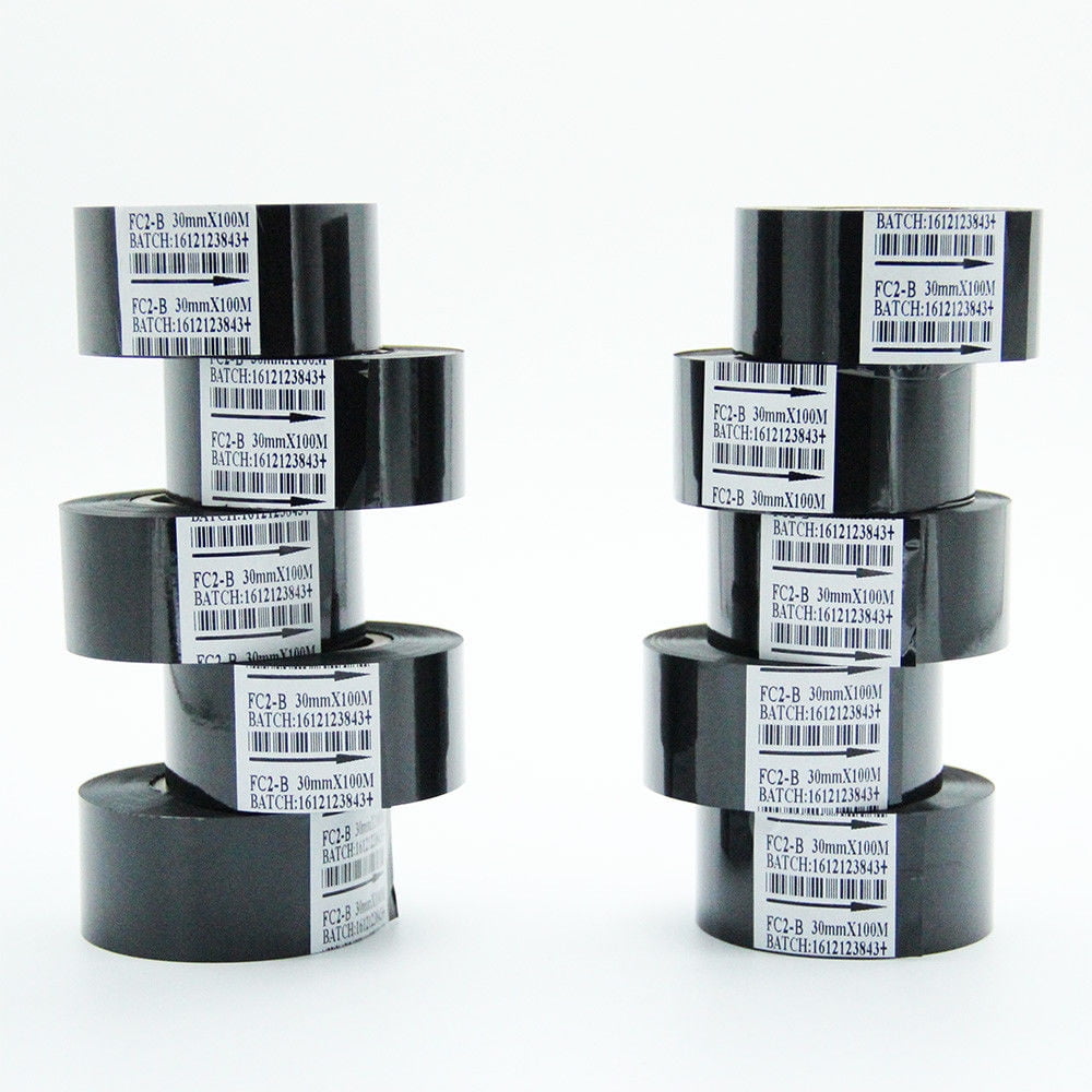 10 Rolls 30mm x 100m Black Thermal Transfer Ribbon Resin for Coder ...