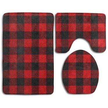 CHAPLLE Custom Rustic Red Black Buffalo Check Plaid 3 Piece Bathroom ...