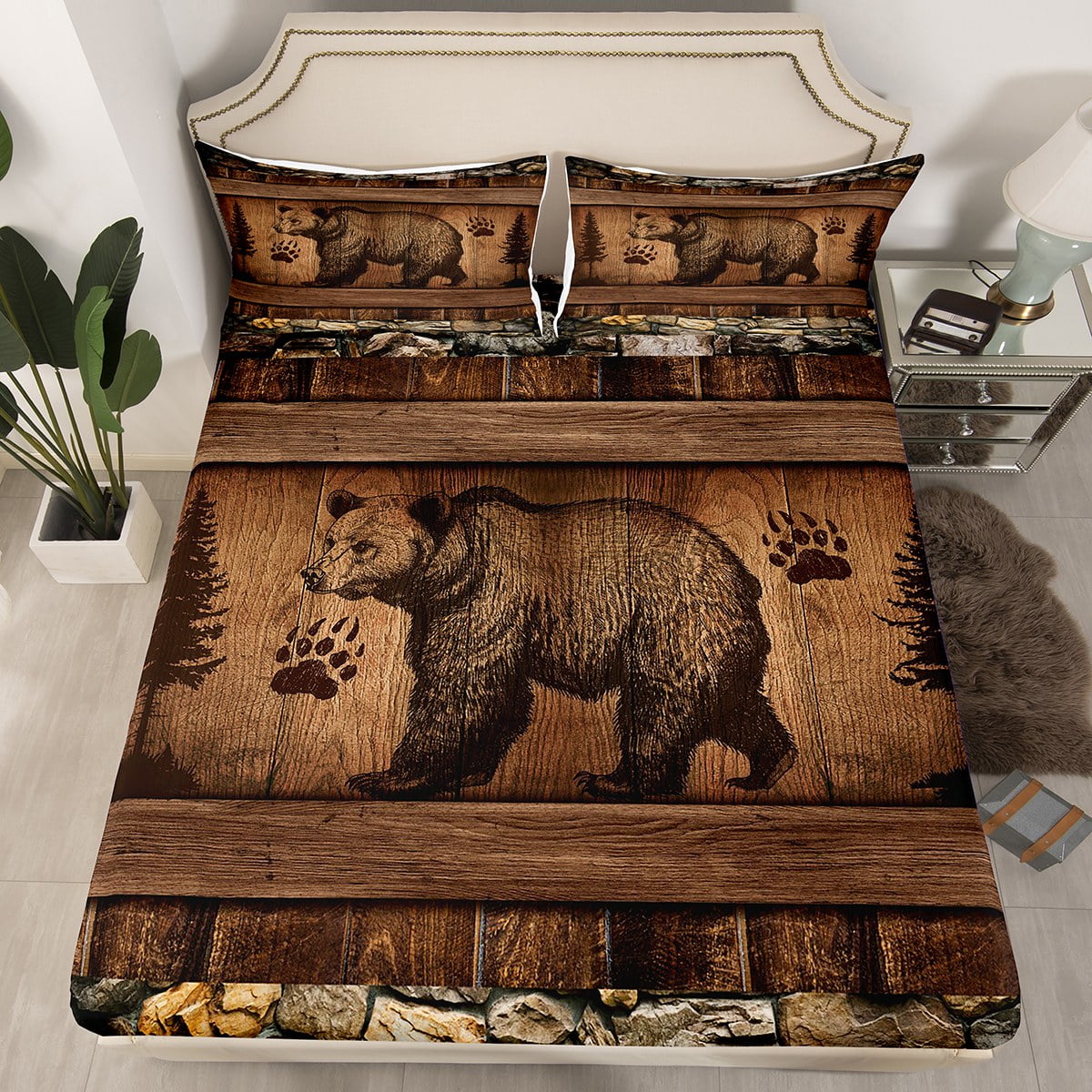 Click here for Yst Hunting Bear Twin Sheets Jungle Wild Animal Be... prices