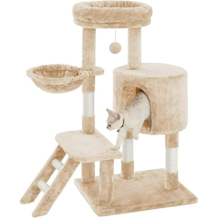 40 Inches Cat Tree Cat Tower with Basket, Top Perch and One Condo for ...
