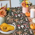 Autumn Forest Mushroom Leaf Table Runner 13x70in Non-Slip Cotton Linen ...