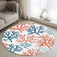 4ft Round Rug Orange Blue Coral Area Rugs for Living Room Bedroom ...