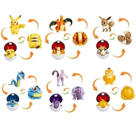 Genuine Pokemon Deformation Figures Pokeball Toys Set Anime Figure ...