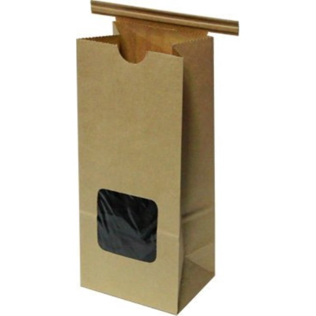 kraft 1/2 lb. tin tie bakery bag w/ square window - 50 pack by premium ...