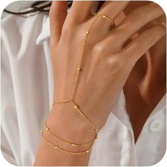 gifts for women-Elegant Women Gold Finger Chain Modern Fashion Hand ...