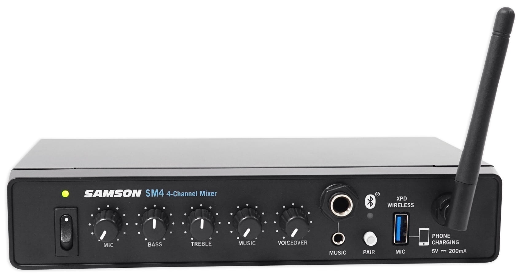 Samson SM4 4-Channel Bluetooth Fitness Mixer For Workout, Yoga, Spin ...