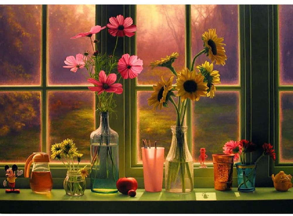 Visual Arts Flower Still Life Near Window 5D Paint By Diamond DIY ...