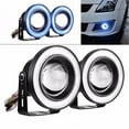 3.5" LED Fog Light Headlight Car Blue Angel Eyes Halo Ring Driving Lamp ...
