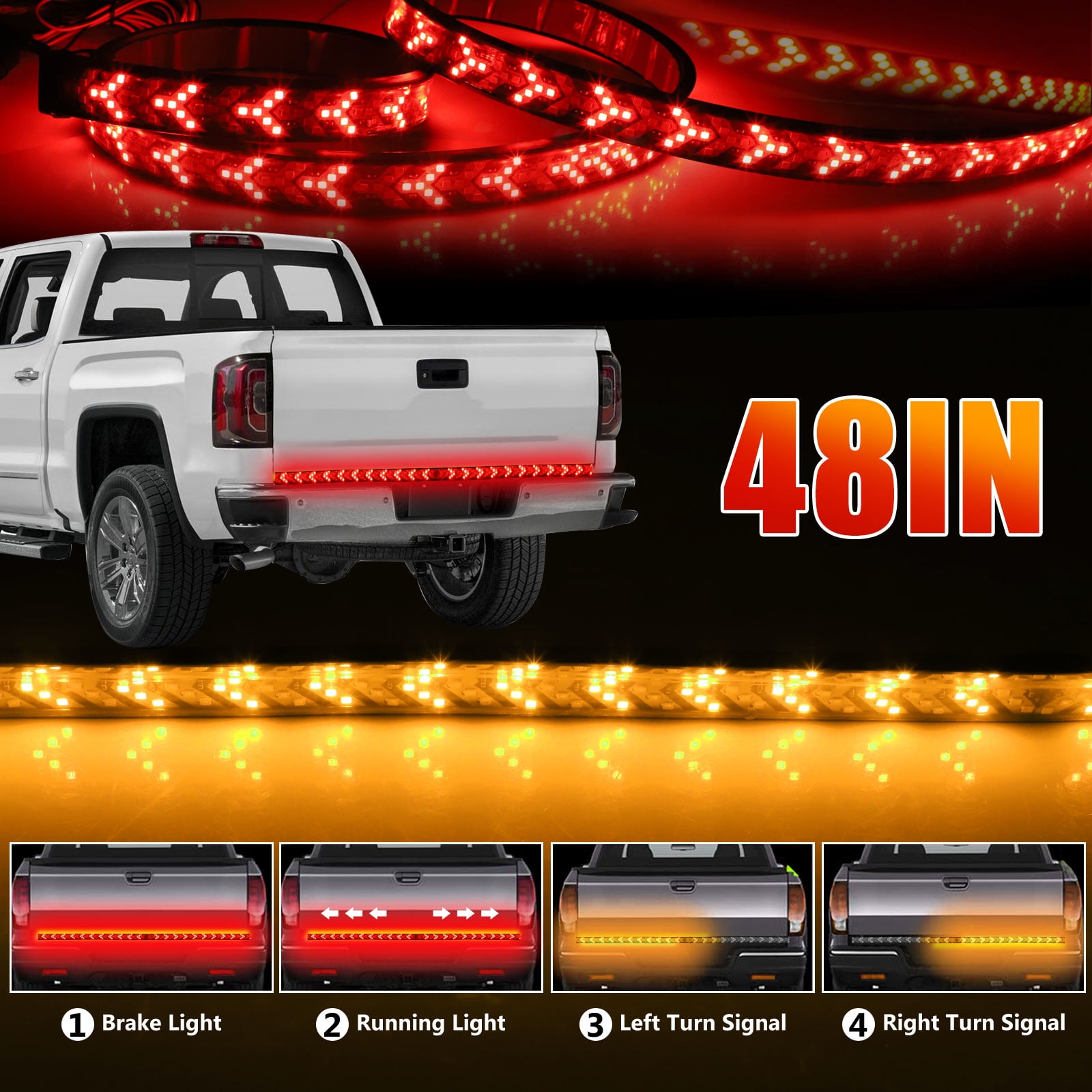 Buy TSV 48inch Tailgate Light Bar, 528 LED Brake Running Sequential ...