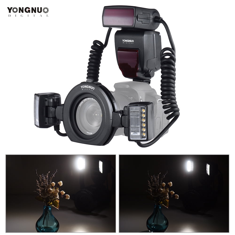 YONGNUO YN24EX E-TTL Macro Flash Speedlite 5600K with 2pcs Flash Heads ...