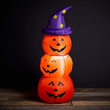 4ft Inflatable Pumpkin Stack Halloween Decoration with Built-in LED ...