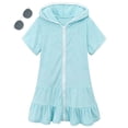 EnJoCho Kids Girl Swim Cover Up Hooded With Sunglasses Zip-Up Tie Dye ...