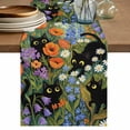 Black Cats Table Runner 13x72 Inch Red Purple Wildflowers Daisy Spring ...