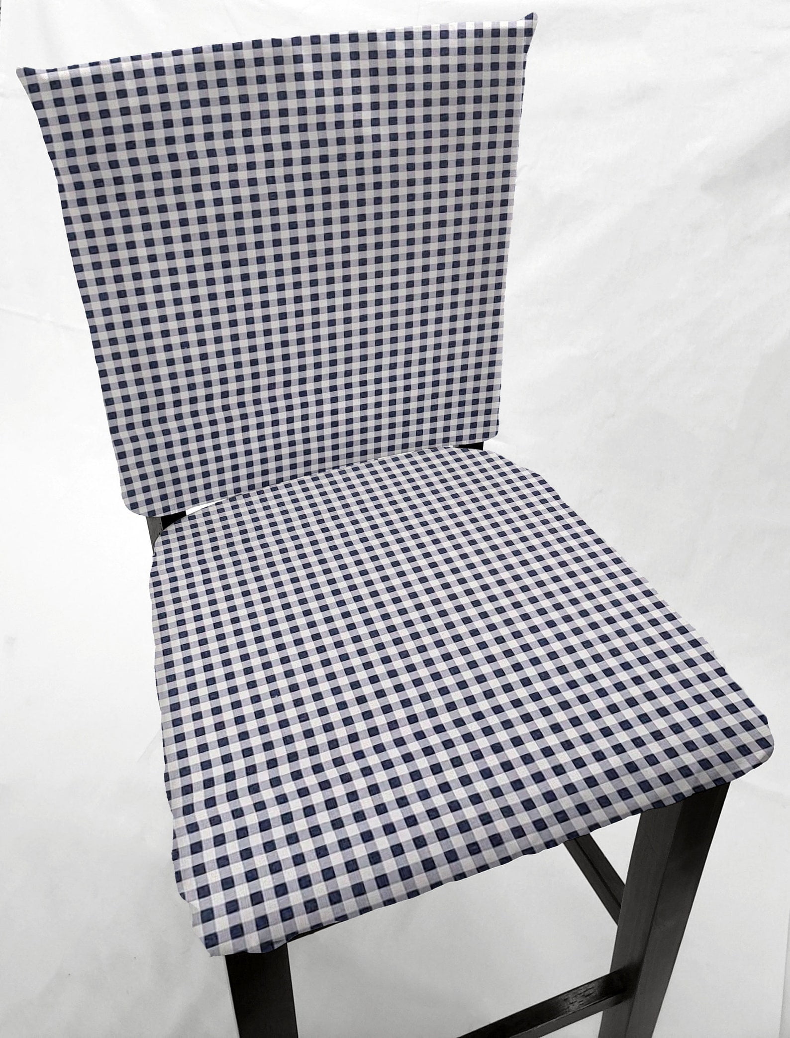 Navy Blue & White Checked Gingham Dining Room Chair Back Covers or Seat ...