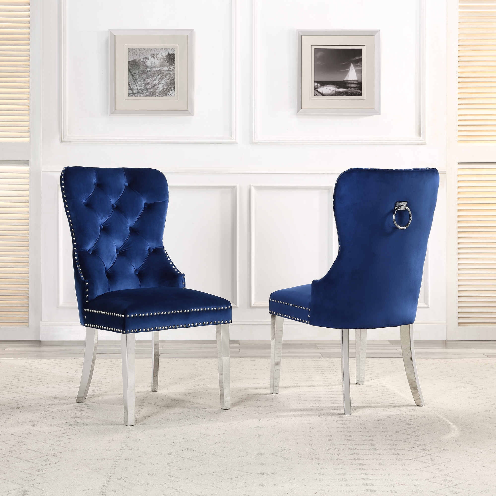 Modern Velvet Dining Chairs Set of 2, Upholstered Dining Room Chairs in ...
