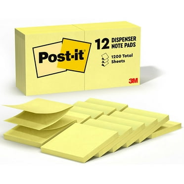 Post-it Notes, Recycled, 3 in x 5 in, Canary Yellow, Lined, 12 Pack ...