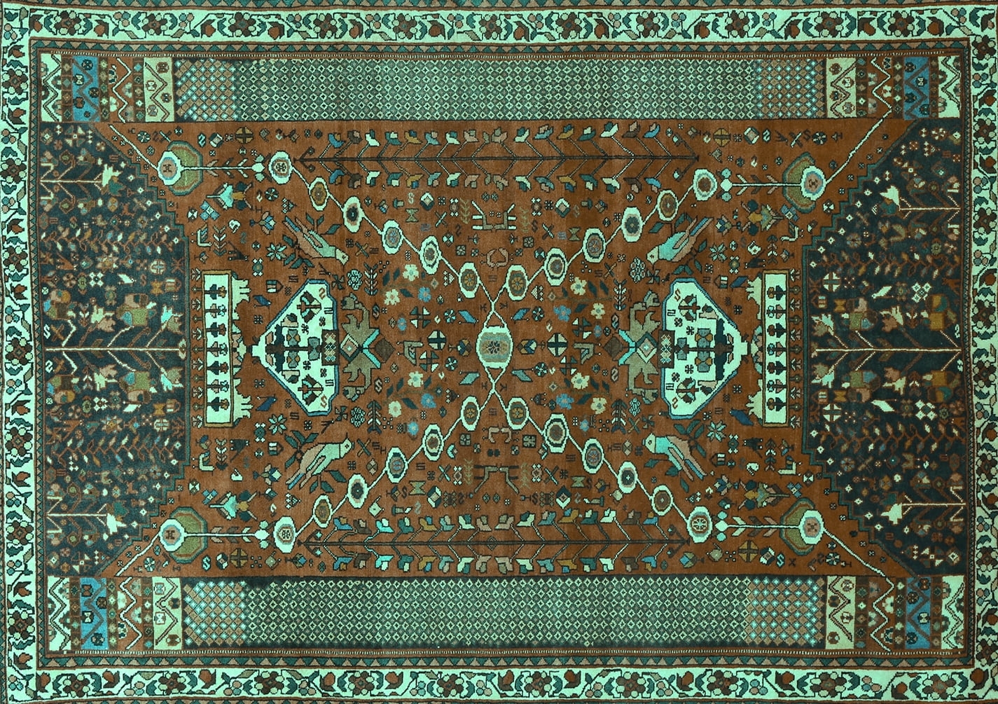 Ahgly Company Machine Washable Indoor Rectangle Persian Turquoise Blue ...