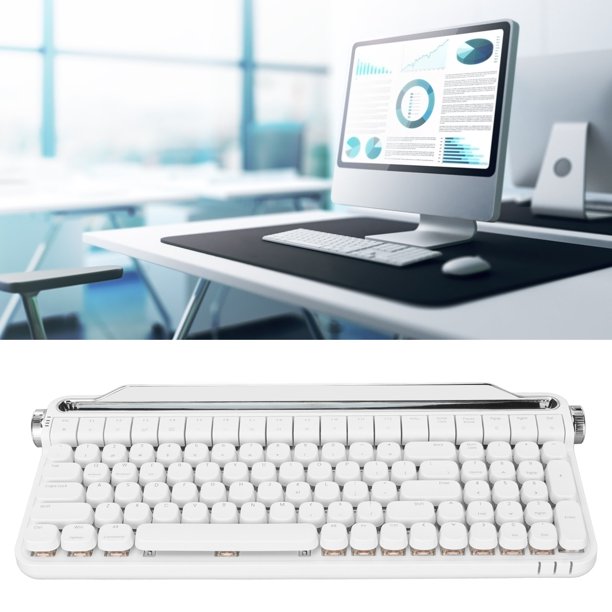 Retro BT Mechanical Keyboard, Red Switch Typewriter Keyboard, RGB ...