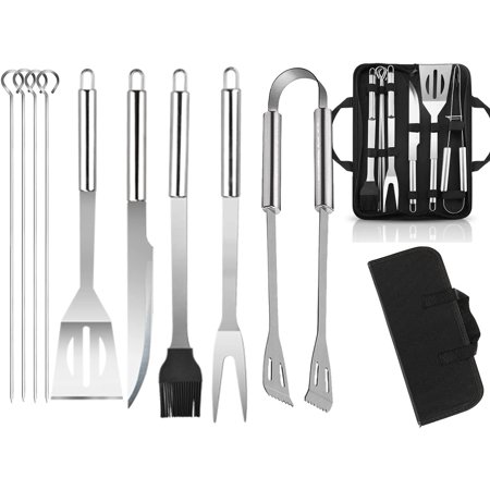 9 Piece BBQ Tools, Stainless Steel BBQ Utensils with Storage Portable ...