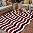 Abstract Waves Outdoor Rug, Red Black Water Ripple Stripes Non-Slip ...